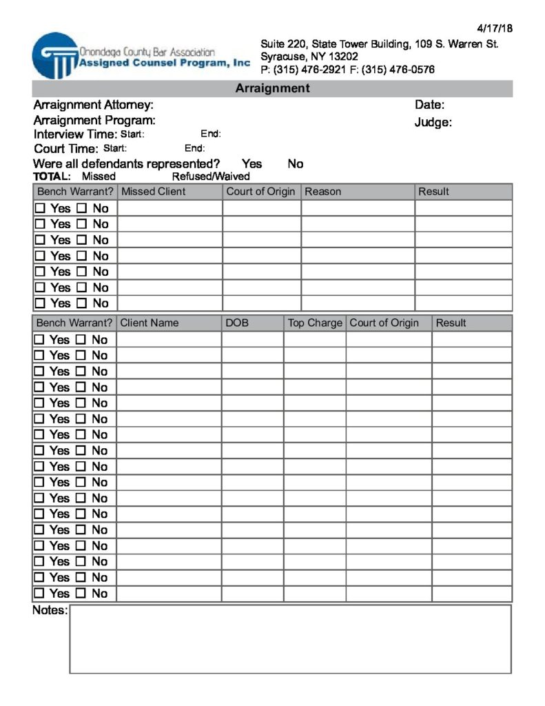 Arraignment Forms - Onondaga County Bar Association Assigned Counsel ...
