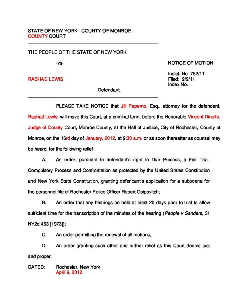 Discovery Motions - Onondaga County Bar Association Assigned Counsel ...